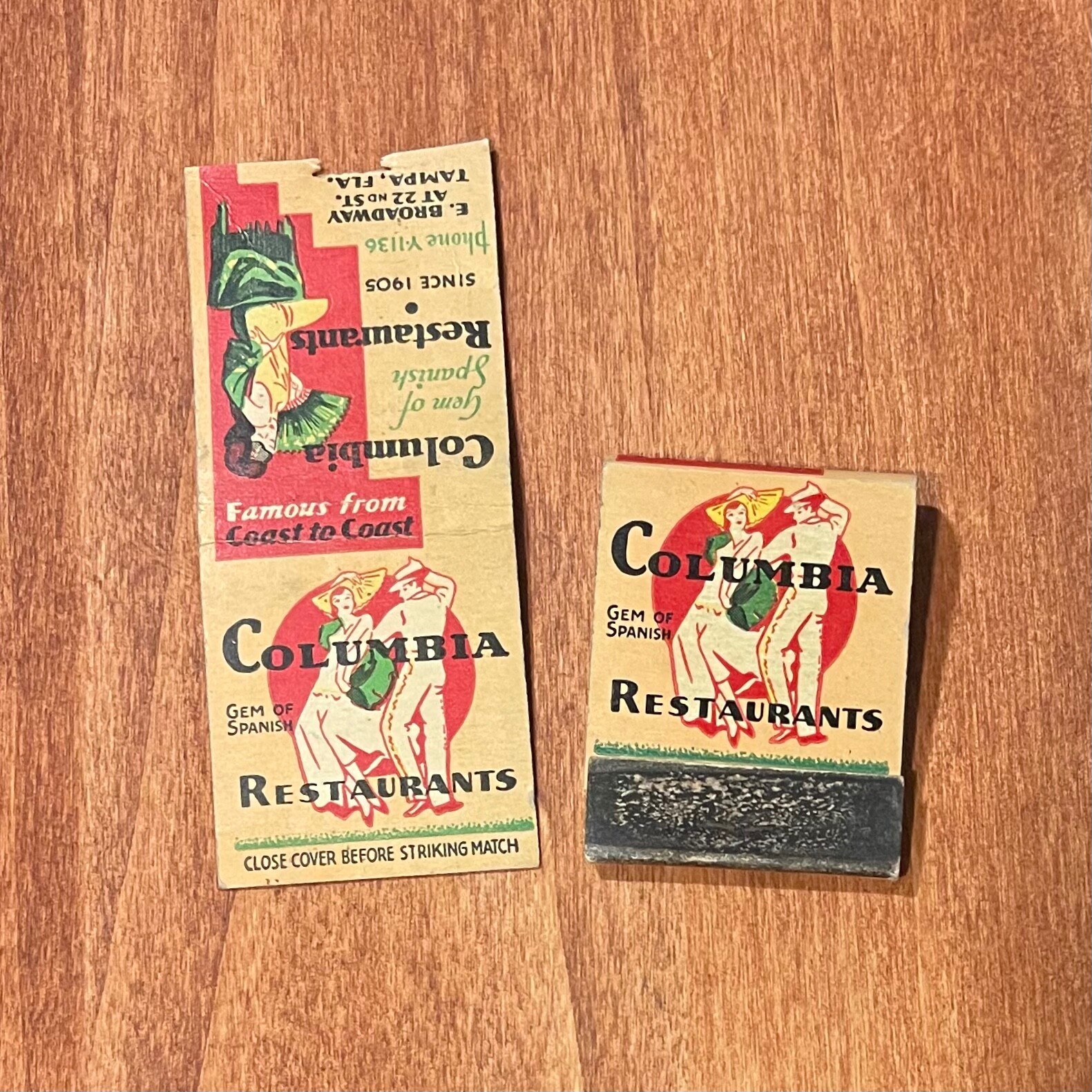 Columbia Restaurants Gem of Spanish Tampa Florida Vintage Matchbook ...