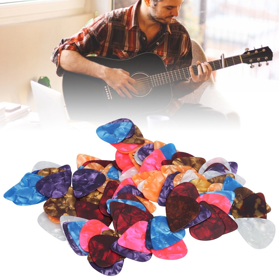 100Pcs Colorful Celluloid Guitar Picks Finger Protection Tool For YLML ...