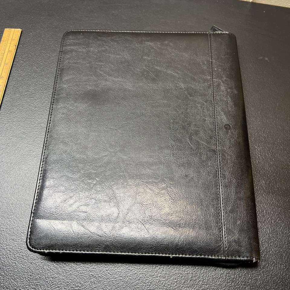 Foray Faux Leather Black Zippered Portfolio Binder W/ Pad & Pen | eBay