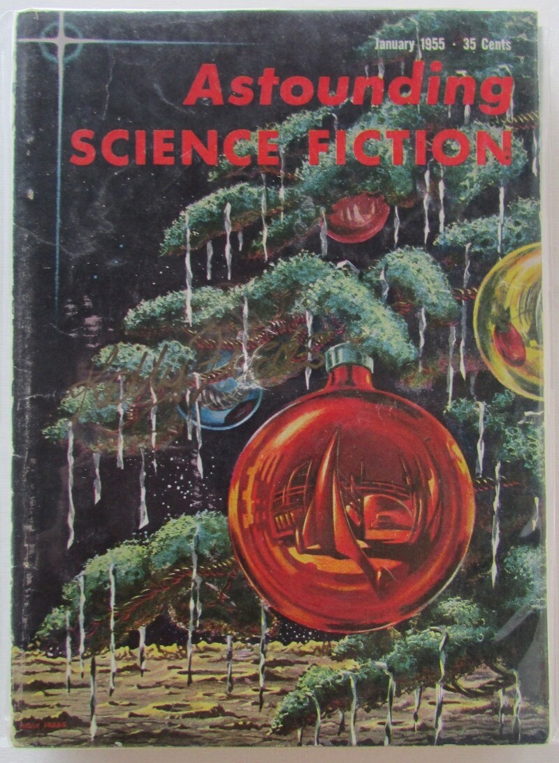KELLY FREAS COVER SIGNED ASTOUNDING MAGAZINE 1955-01 MILLER OLIVER GUNN ...
