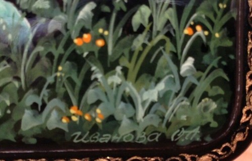 FEDOSKINO LACQUER BOX DANILA STONE FLOWER HAND PAINTED MOTHER PEARL ...