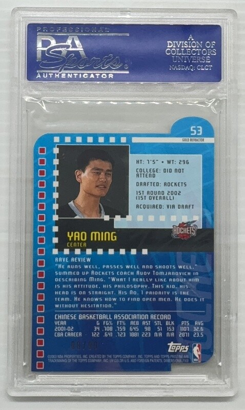 2002-03 Topps Pristine Yao Ming Gold Refractor Rookie Card RC #8/99 PSA ...