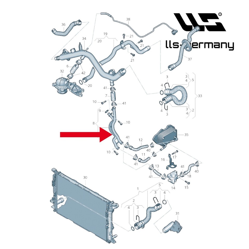 LLS Coolant Pipe For VW Touareg II 3.0 V6 TSI 06E121044N | eBay UK