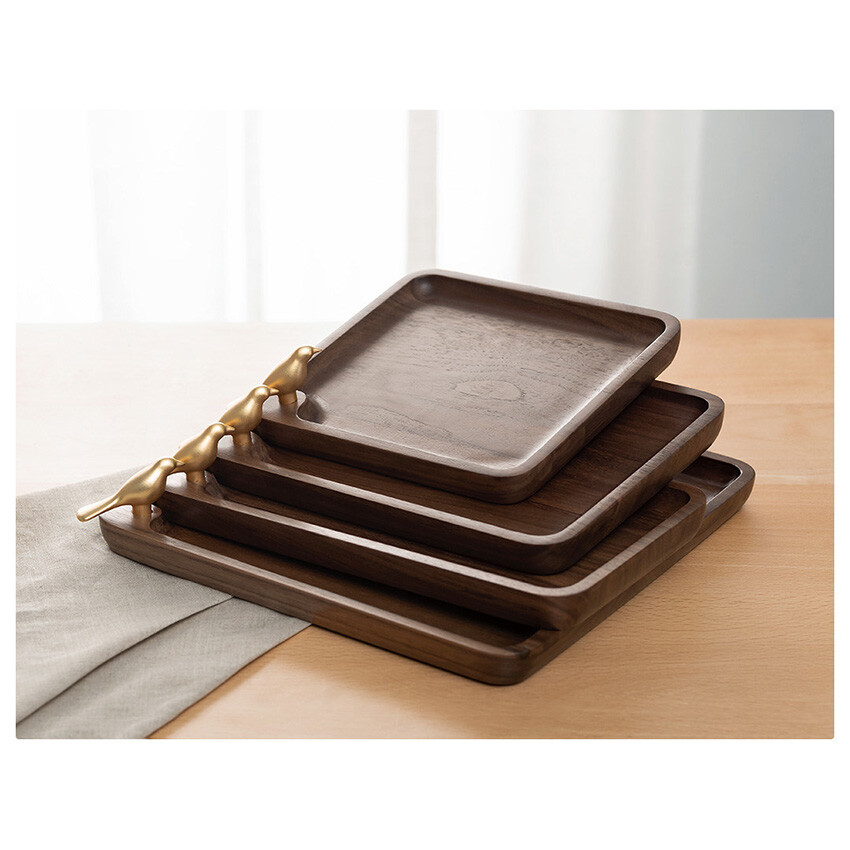 Candy Plate Set Snack Serving Plate Tray Luxury Walnut Hard Wooden ...