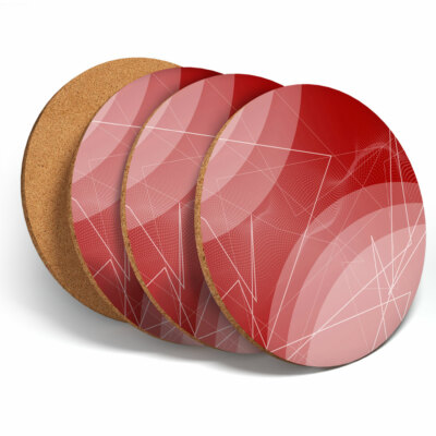 4 Set - Abstract Red Pattern Art Coasters - Kitchen Drinks Coaster Gift ...