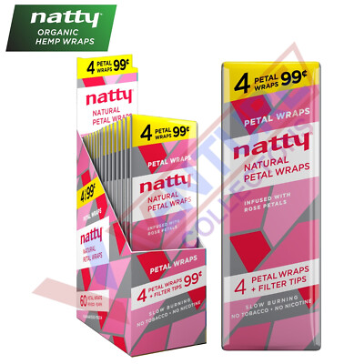 NATTY Organic PETAL WRAP Flavored Full-Width Herbal Wraps Full Box 15 ...