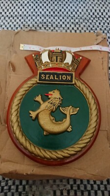 Vintage Royal Navy Submarine HMS SEALION RN Cast Iron Ship's Crest ...