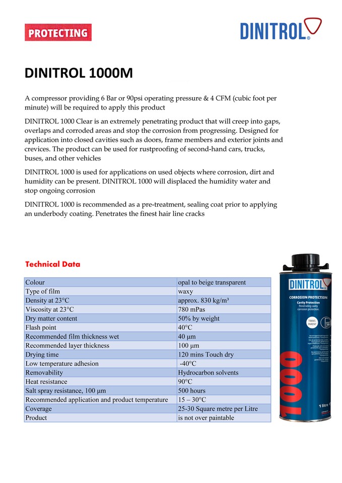 DINITROL 1000 CLEAR CAVITY WAX 1 Litre CAN | eBay UK