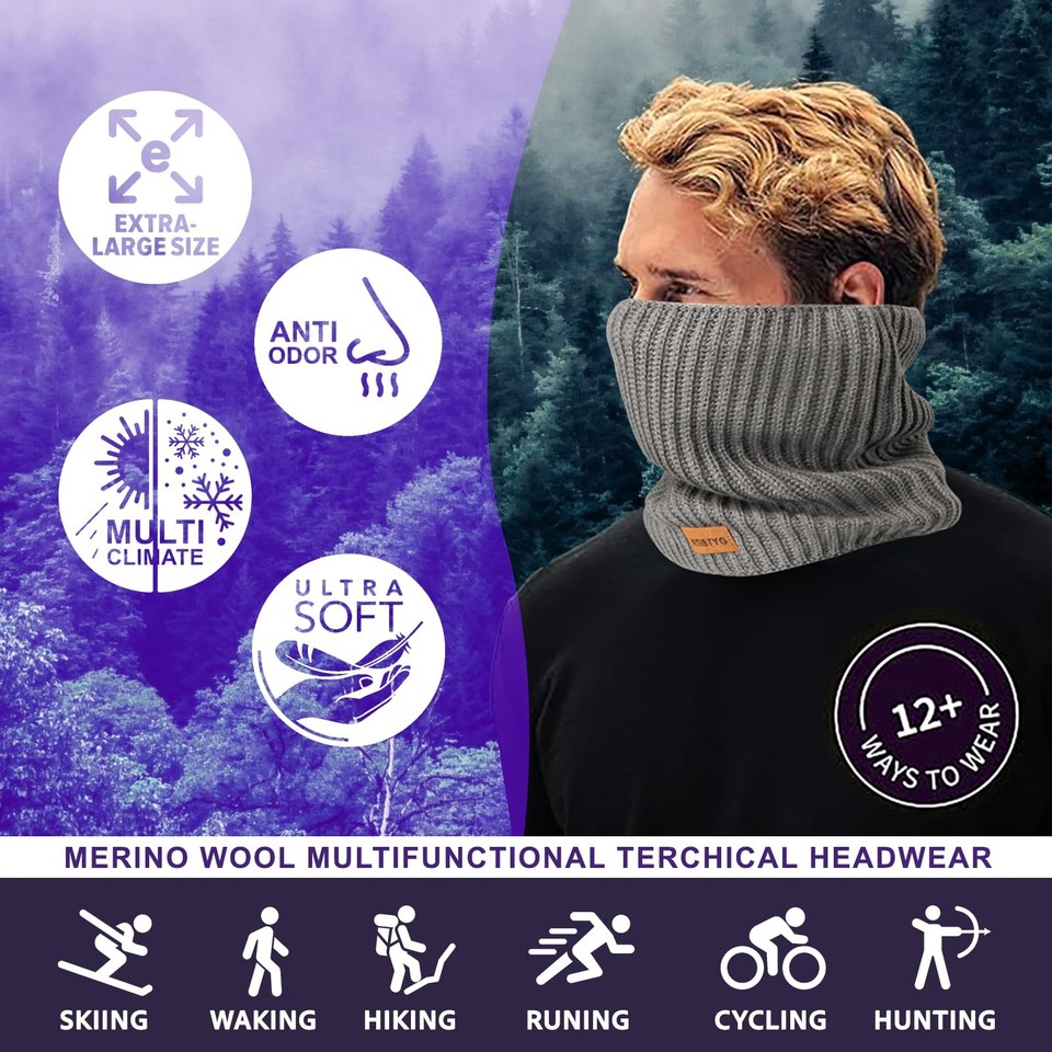 Winter Neck Gaiters & Ski Mask,Winter Fleece Neck Warmer Face for Men ...
