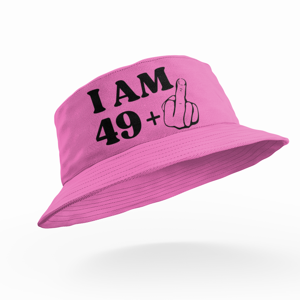 Birthday Bucket Hat 49 Plus 1 50th Rude Middle Finger Funny Fifty Gift ...