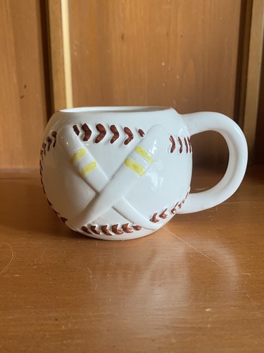 White Americana Baseball Shaped CoffeeTea Mug W/3D Baseball Bat Effect ...