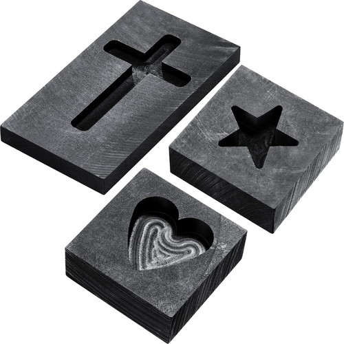 3 Pieces Heart Star Cross Graphite Casting Ingot Mold Metal Refining ...
