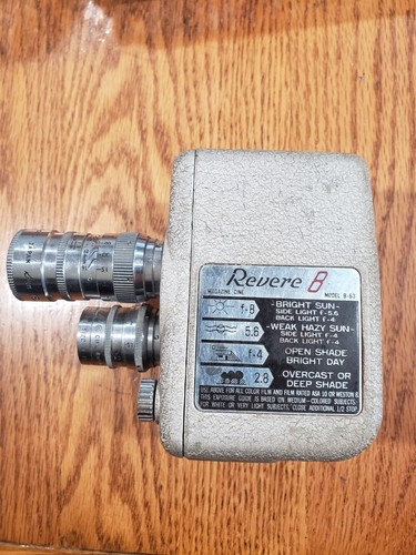 REVERE 8 MODEL B 63 8MM MOVIE CAMERA TURRET 2 LENS INCLUDED VIDEO SHOWS ...