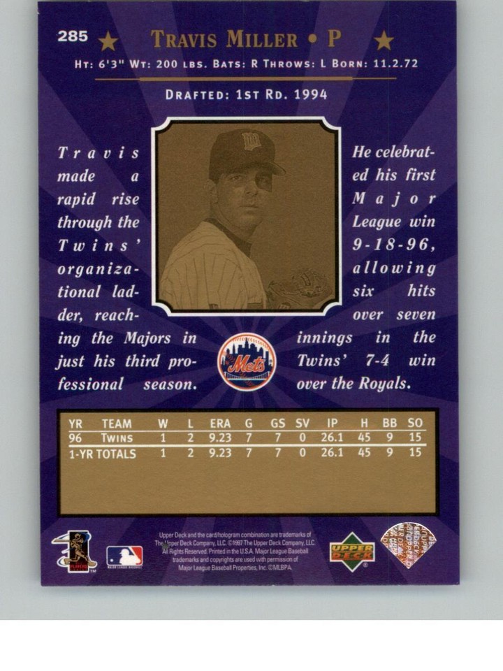 1997 Upper Deck Travis Miller 285 Minnesota Twins | eBay