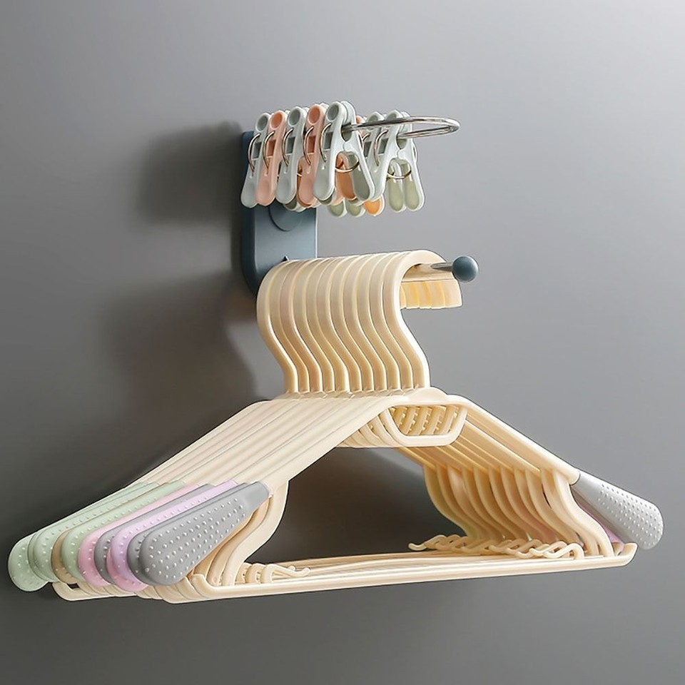 Punch-Free Clothespin Collector ABS+Stainless Steel Hanger Organizer ...