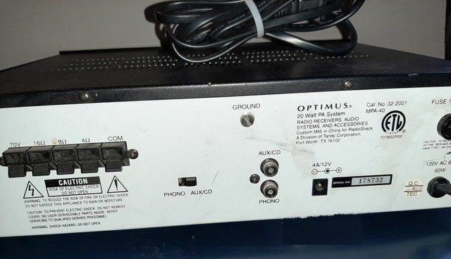 Optimus Mpa-40 PA Amplifier 20 Watt 2 Microphone Imputes for sale ...