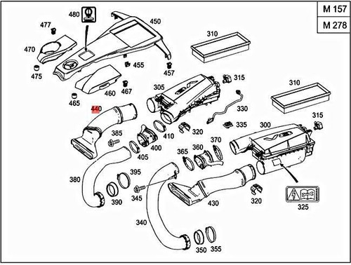 Genuine MERCEDES X222 A217 C217 S-CLASS W222 Air intake hose 2780905082 ...