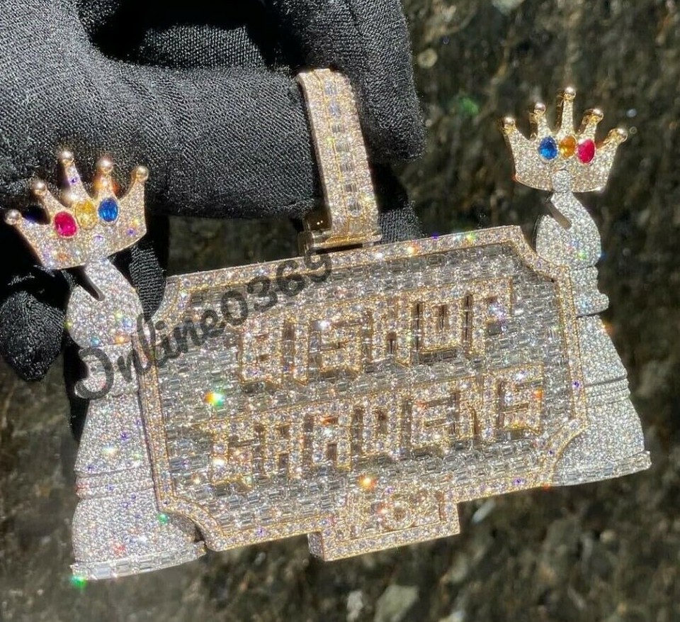 Mens New Style Custom Word Pendant 4.5ct Baguette Simulated Diamond ...