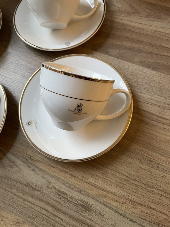 Queens Golden Jubilee 1952 - 2002 Tea Set Porcelain Gold Trim | eBay UK