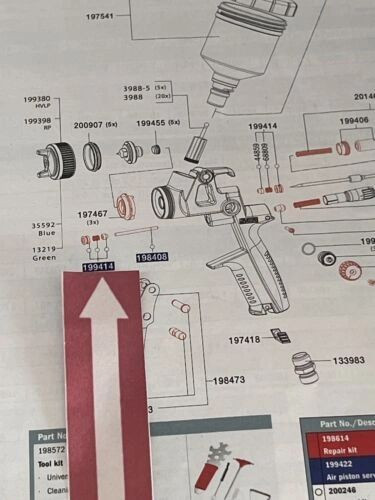 SATA MiniJet 4400B NEEDLE PACKING & AIR PISTON SERVICE SET COMPLETE ...
