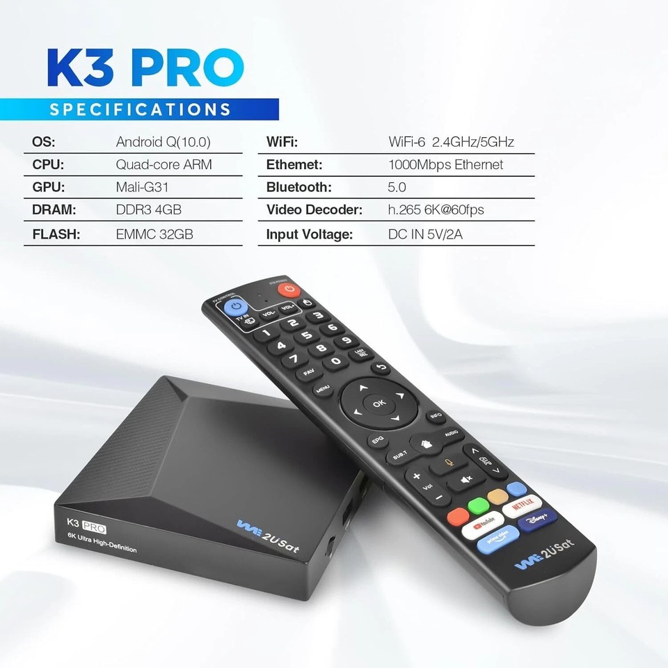 We 2U Sat K3 PRO Android Streaming HD TV Box Media Player-Brand New ...