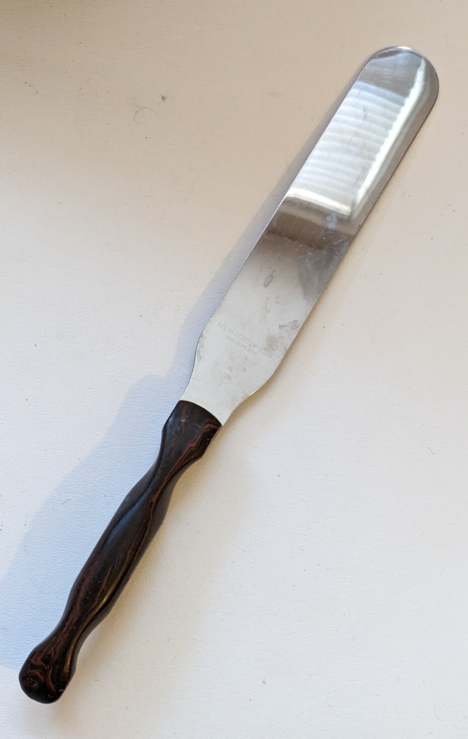 Cutco Spatula # 1028 Spreader Knife Cake Frosting Utensil Brown Swirl ...