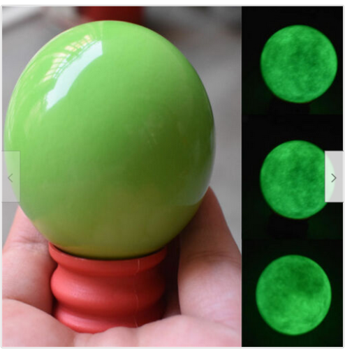 50MM Green Luminous Jade Crystal Sphere Ball Glow In The Dark Stone ...
