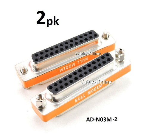 2-Pack Mini Null Modem DB25 Female/Female Gender Changer Adapter - AD ...
