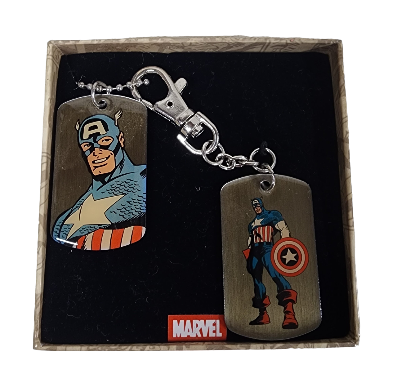Avengers Captain America Dog tag Pendant & Keychain MARVEL Comics Boxed ...