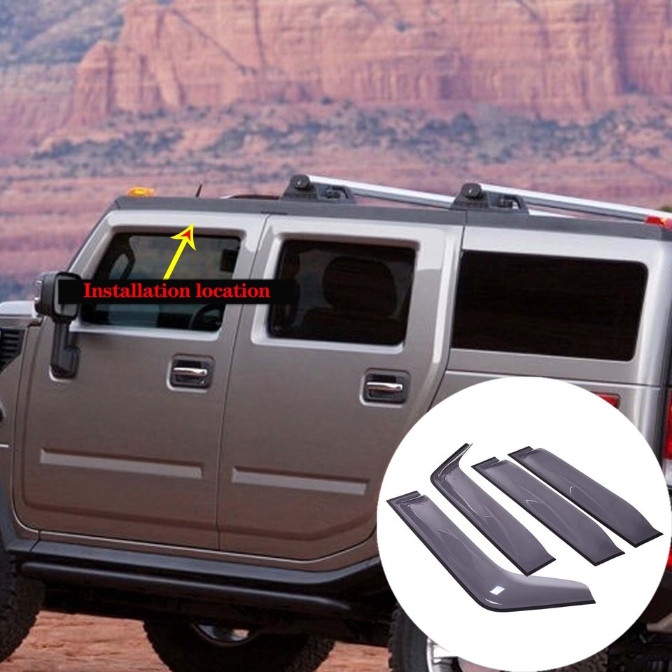 Smoked Side Window Vent Visor Sun Rain Deflector Guard For Hummer H3 ...