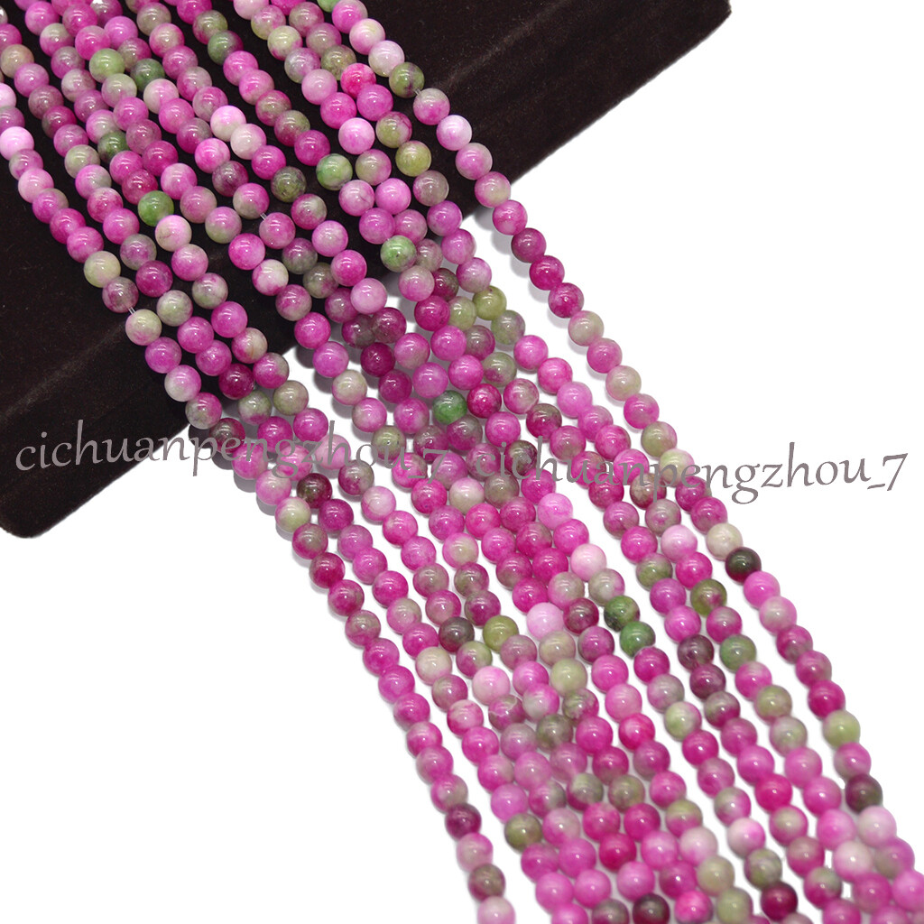 Natural Red Green Multicolor Jade 6/8/10/12/14mm Round Gemstone Loose ...