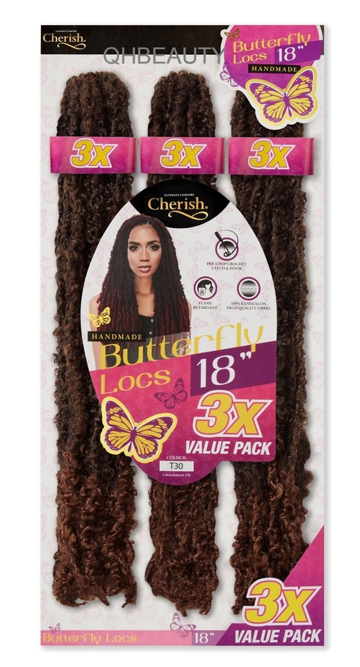 CHERISH SYNTHETIC CROCHET HAIR EXTENSION PRE LOOP BRAID - 3 X BUTTERFLY LOC 18'' | eBay UK