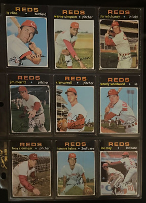 1971 CINCINNATI REDS ~ TOPPS BASEBALL CARD LOT OF 13 ~ HELMS SIMPSON ...