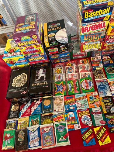 Hugh Lot of 100 Unopened Old Vintage Baseball Cards in Wax. Cello Rack ...