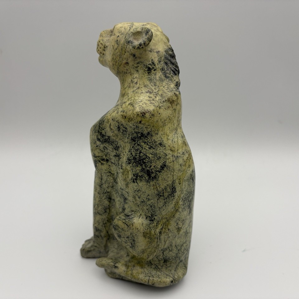 Serpentine Mountain Lion Hand Carved Stone Sculpture Cougar Panther ...