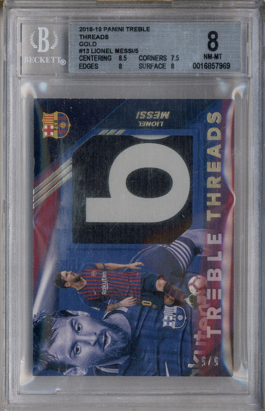 2018 Panini Treble Threads Gold #13 Lionel Messi /5 BGS 8 | eBay