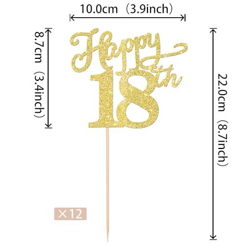 12 Pack Gold Glitter 18th Birthday Centerpiece Sticks Double-Sided ...