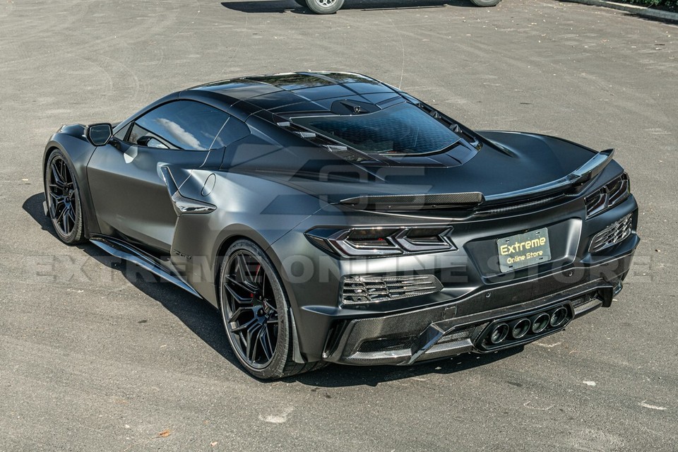 For 23-Up Corvette C8 Z06 CARBON FIBER Rear Wing Wicker Bill Extension ...