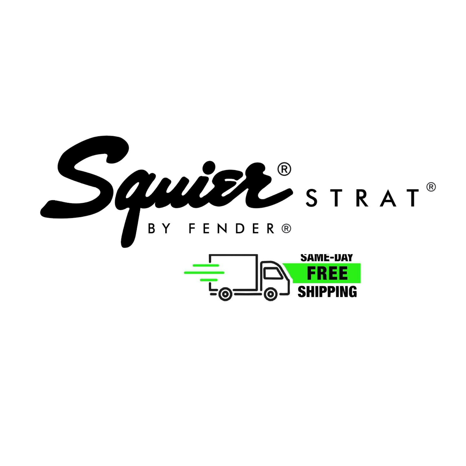 Squier Strat By Fender Headstock Decal Waterslide Solid Black Logo NEW ...