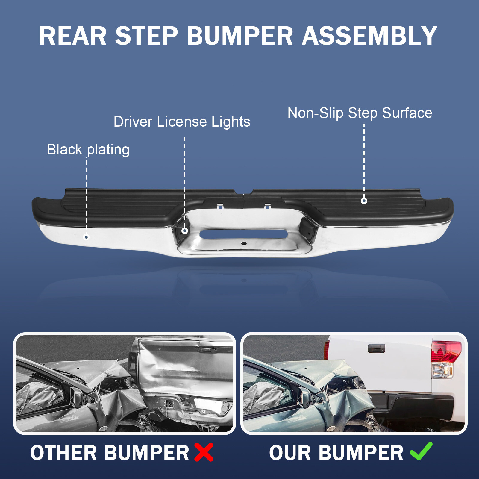 Complete Steel Rear Step Bumper Assembly For Toyota Tacoma 1995-2004 ...