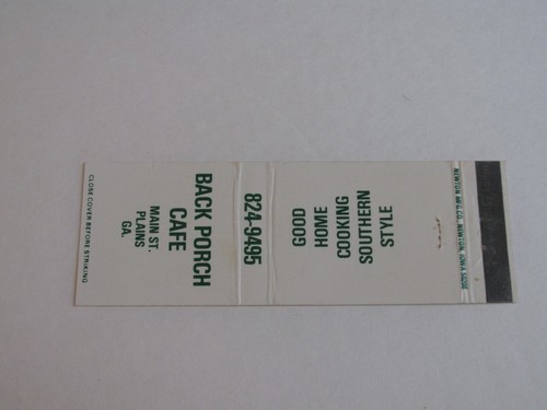 M520 Matchbook cover GA Georgia Back Porch Cafe Plains | eBay