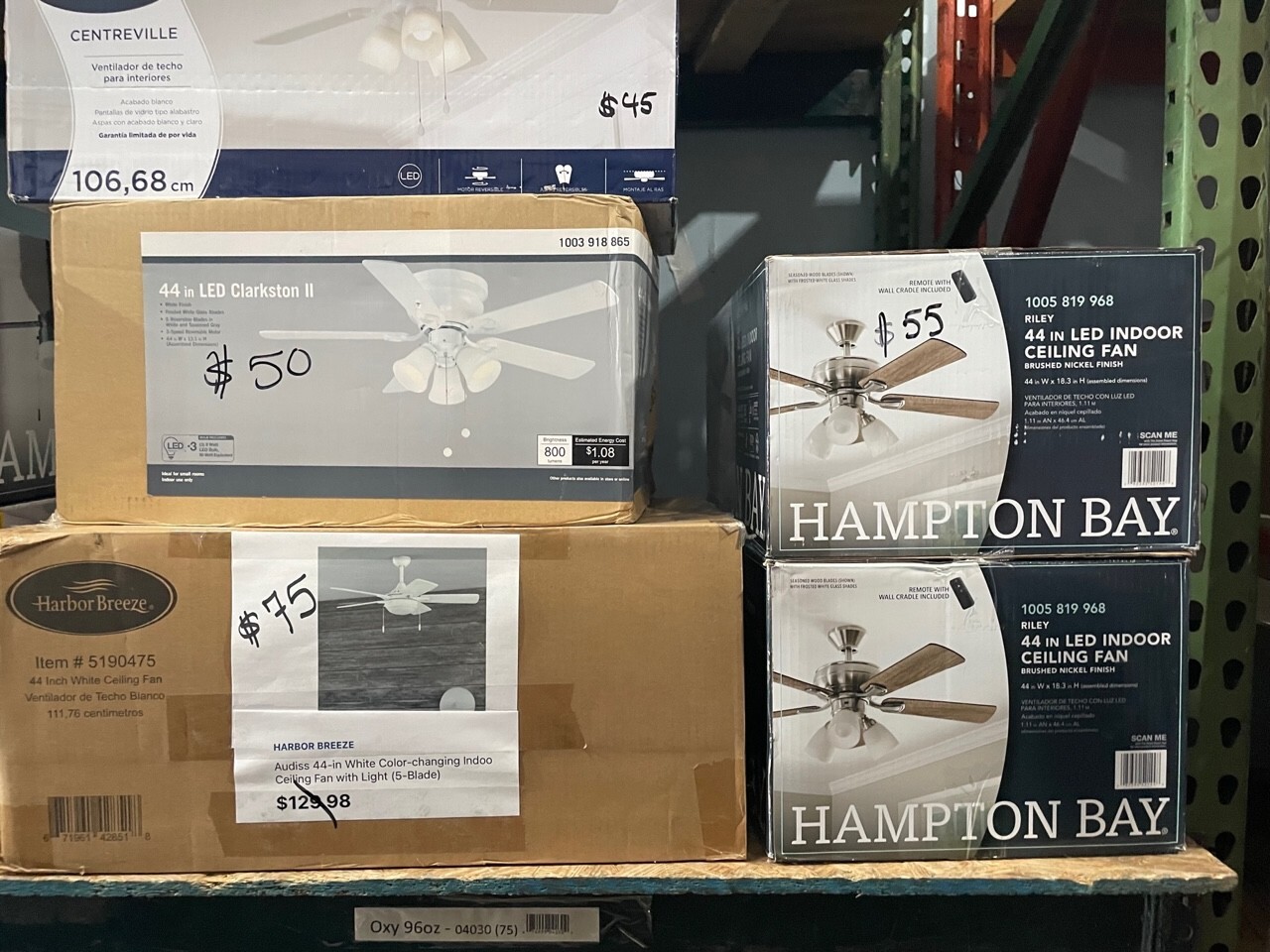 Hampton Bay Riley 44 inch Ceiling Fan - Brushed Nickel | eBay