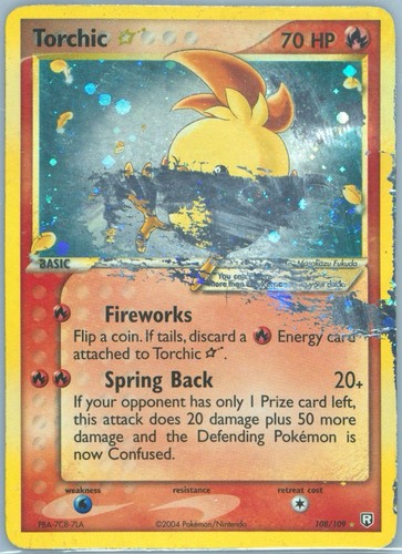 Torchic Gold Star Holo 108/109 EX Team Rocket Returns 2004 Pokémon ...