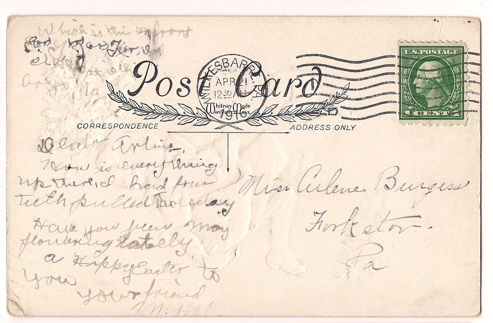 EASTER JOY WHITNEY POSTCARD EMBOSSED Boy Run With Goose Vintage Post ...