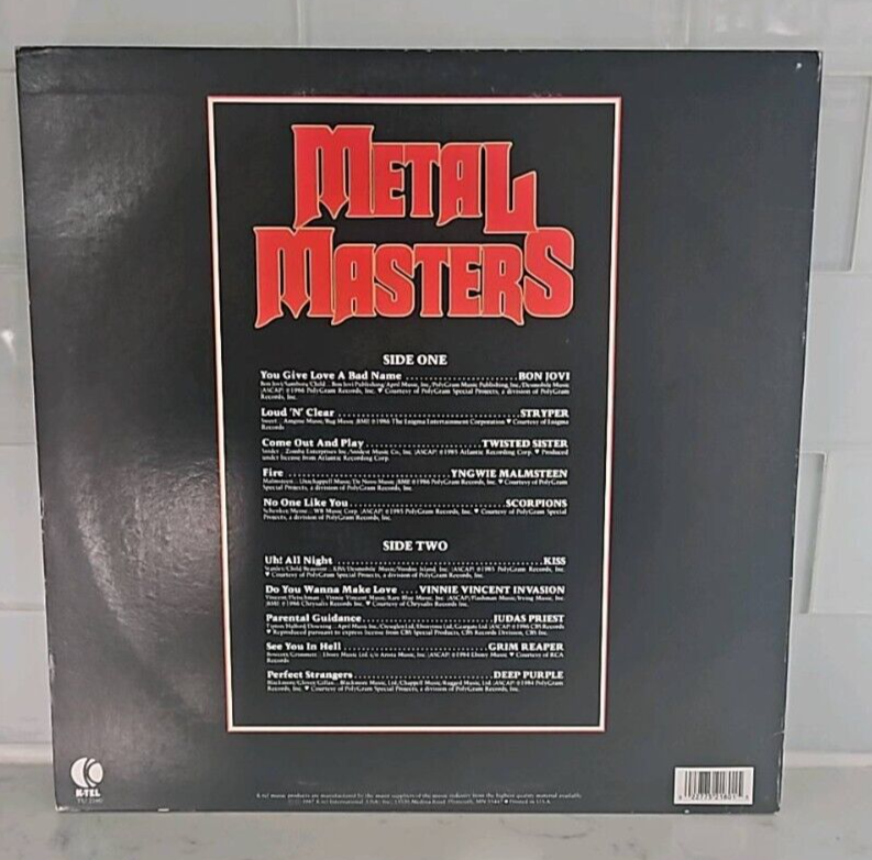 Metal Masters Vinyl 1984 K-Tel Record Release TU 2180 Kiss Stryker ...