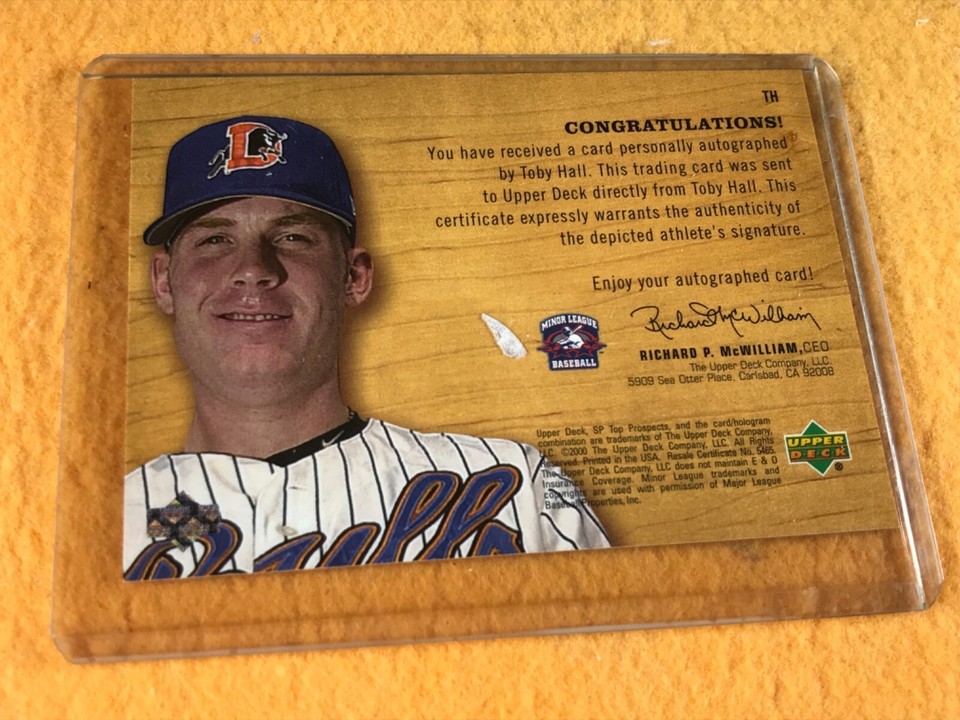 I2-42 BASEBALL CARD - TOBY HALL DURHAM BULLS 2000 UPPER DECK ...