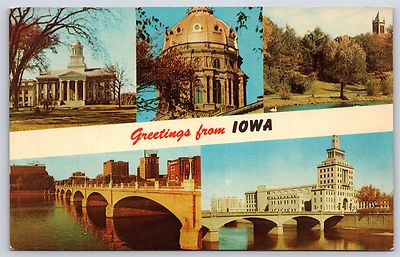 "Greetings From IOWA" State Capitol Des Moines Chrome Postcard Unused ...