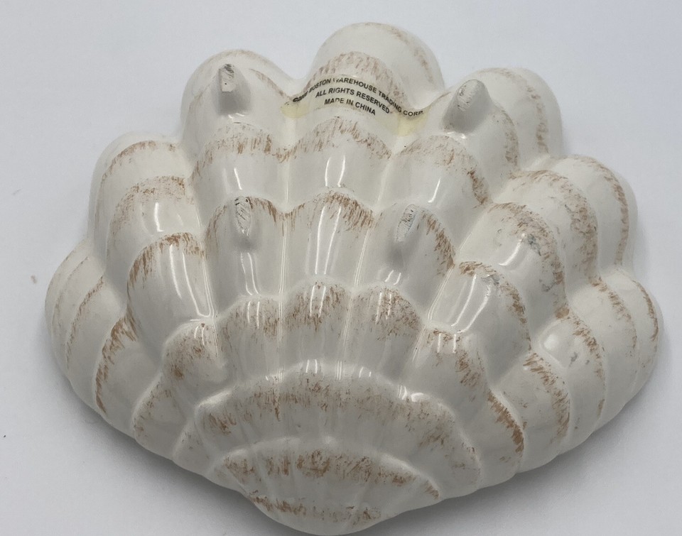 Boston Warehouse Trading Co. Scallop Shell Bowl White Ceramic 5.5 ...