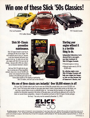 Vintage Print Ad 1992 - Slick 50 - Win A Classic Car Ad | eBay