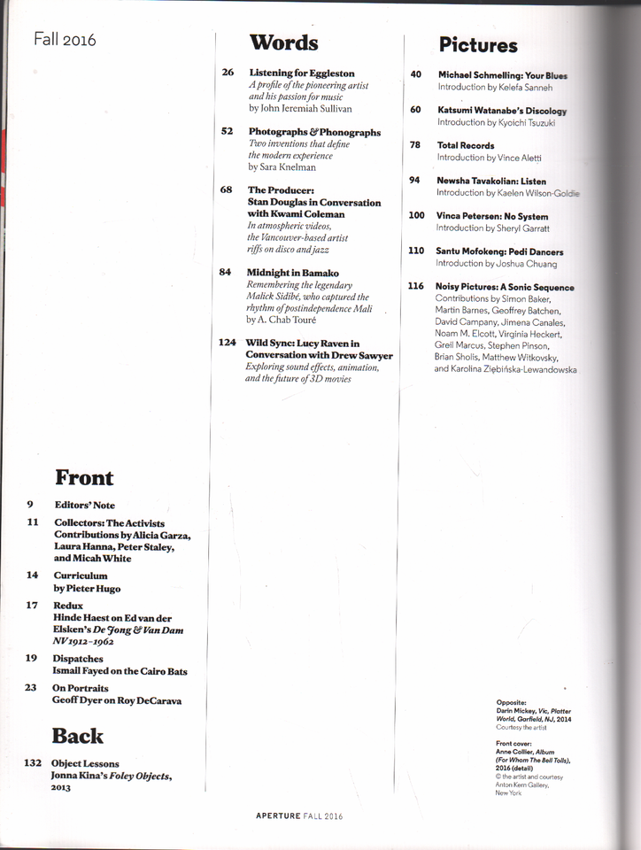 Aperture Photography Magazine #224 Sounds Stan Douglas Darian Mickey ...